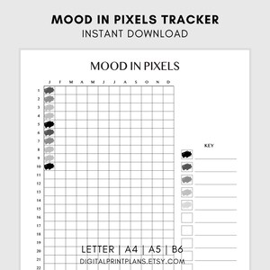 Mood in Pixels Tracker Year in Pixels Tracker Annual Mood | Etsy