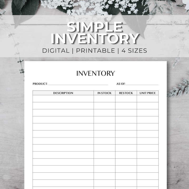Simple Inventory List | Printable Inventory Management Tracker ...