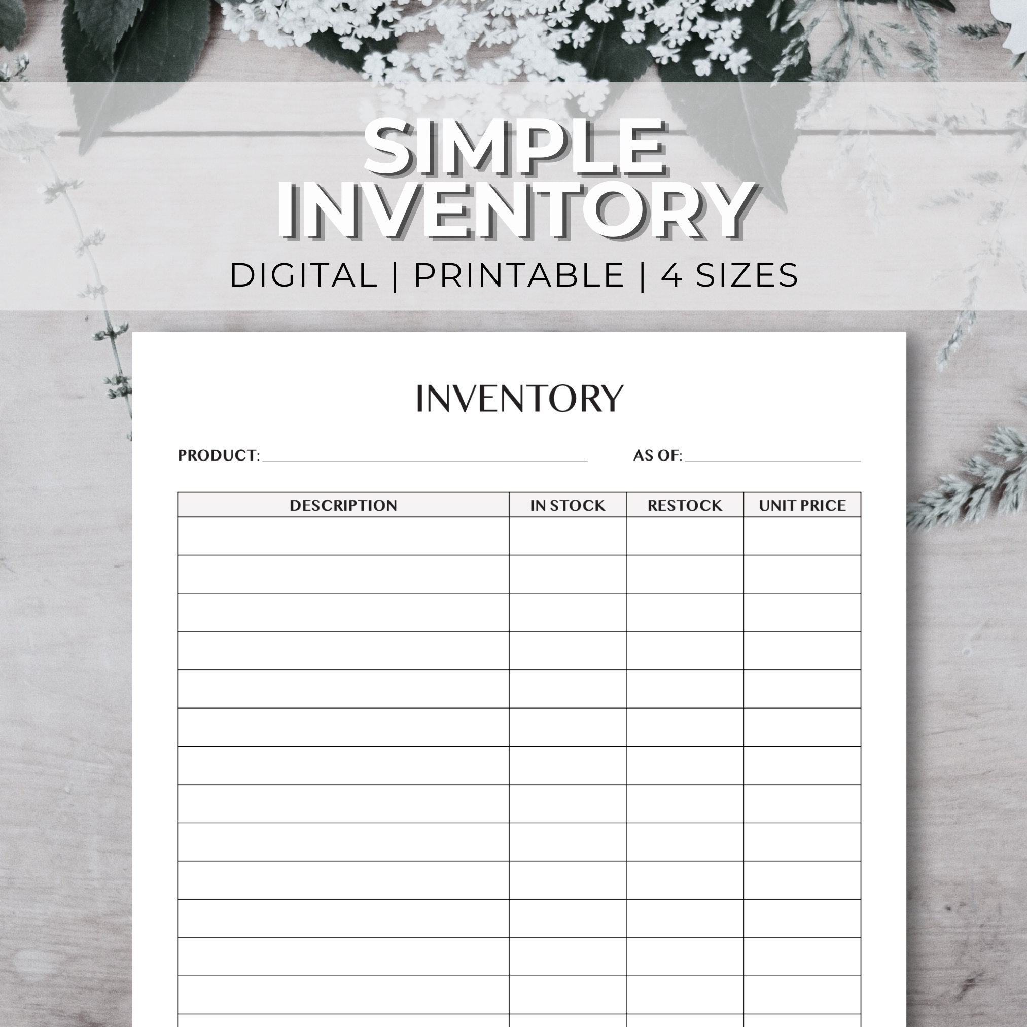 Simple Inventory List | Printable Inventory Management Tracker ...