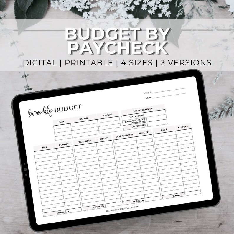 Printable Budget Worksheet | Budget by Paycheck | Monthly Budget | Bi ...