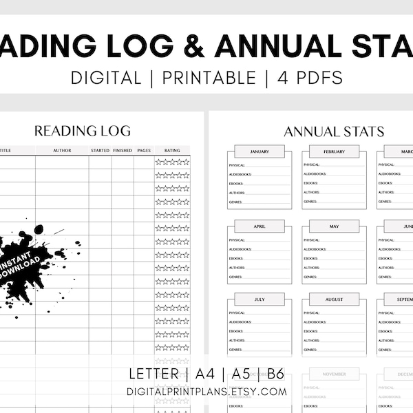 Reading Journal Printable A5 - Etsy