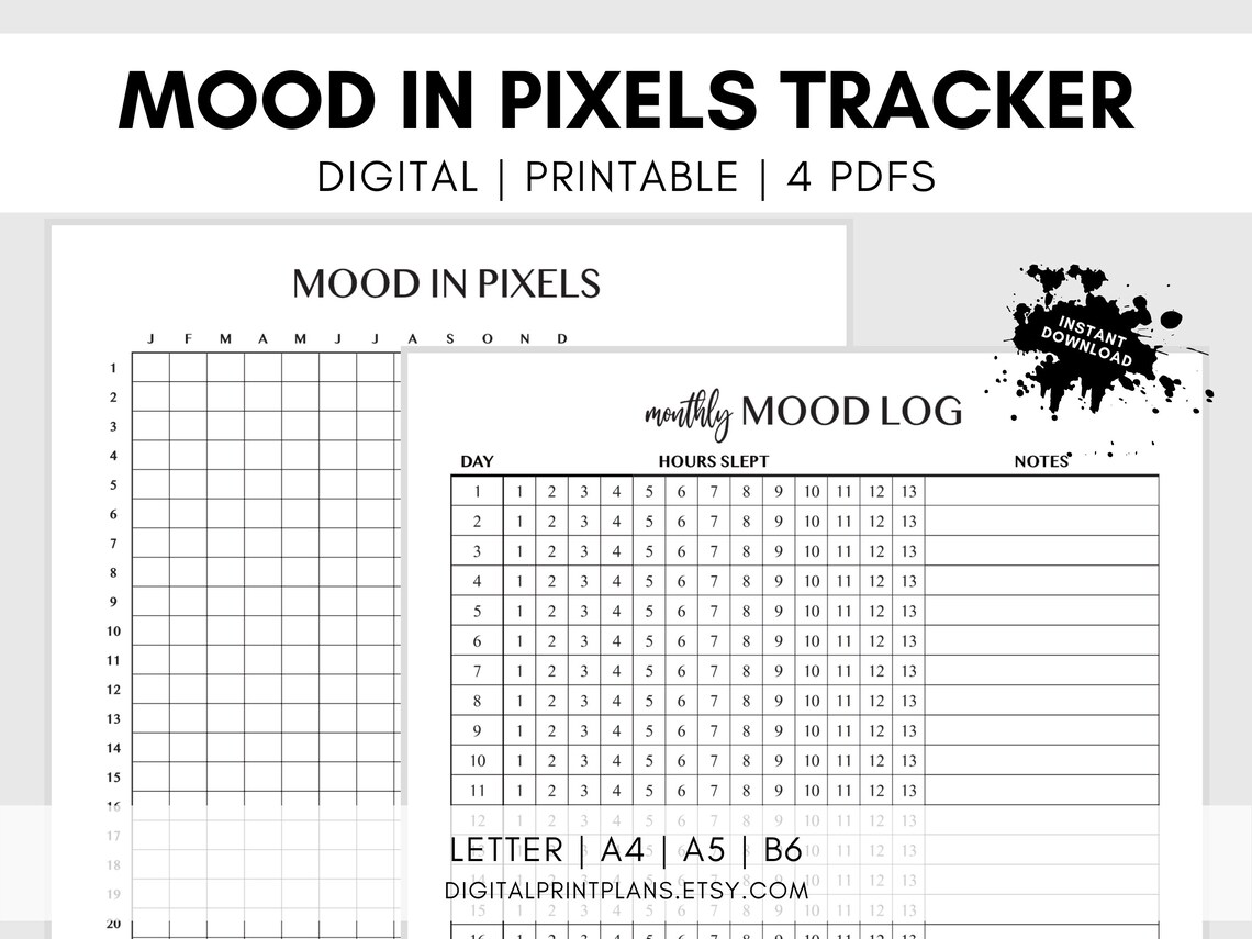 Mood in Pixels Tracker Year in Pixels Tracker Annual Mood - Etsy