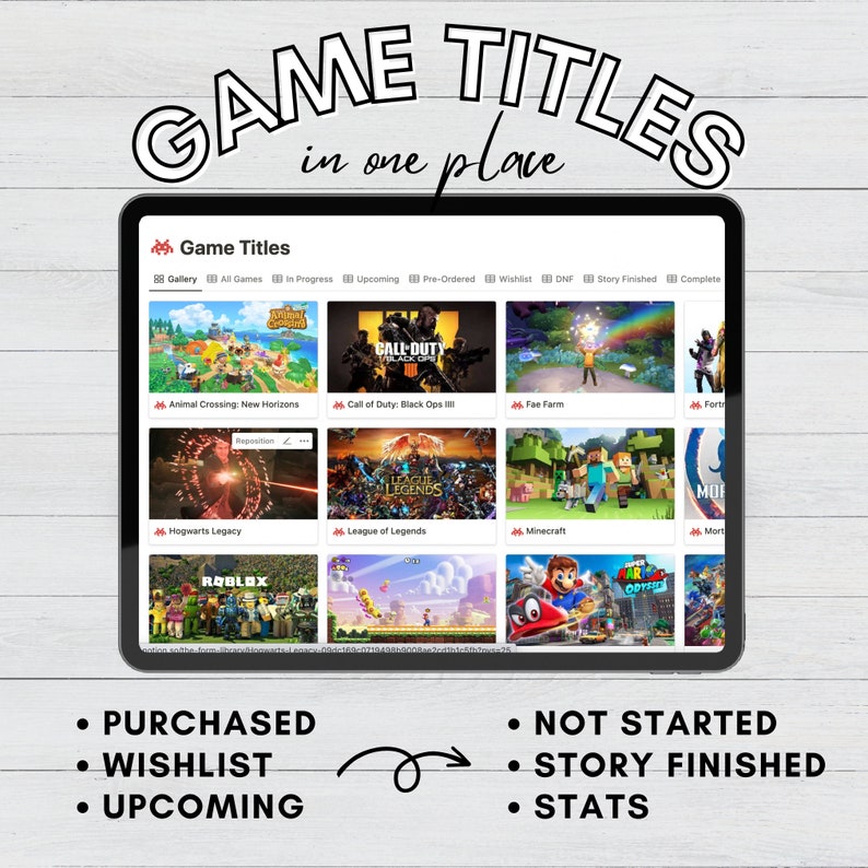 Notion Video Game Tracker | Notion Video Game Inventory | Notion ...