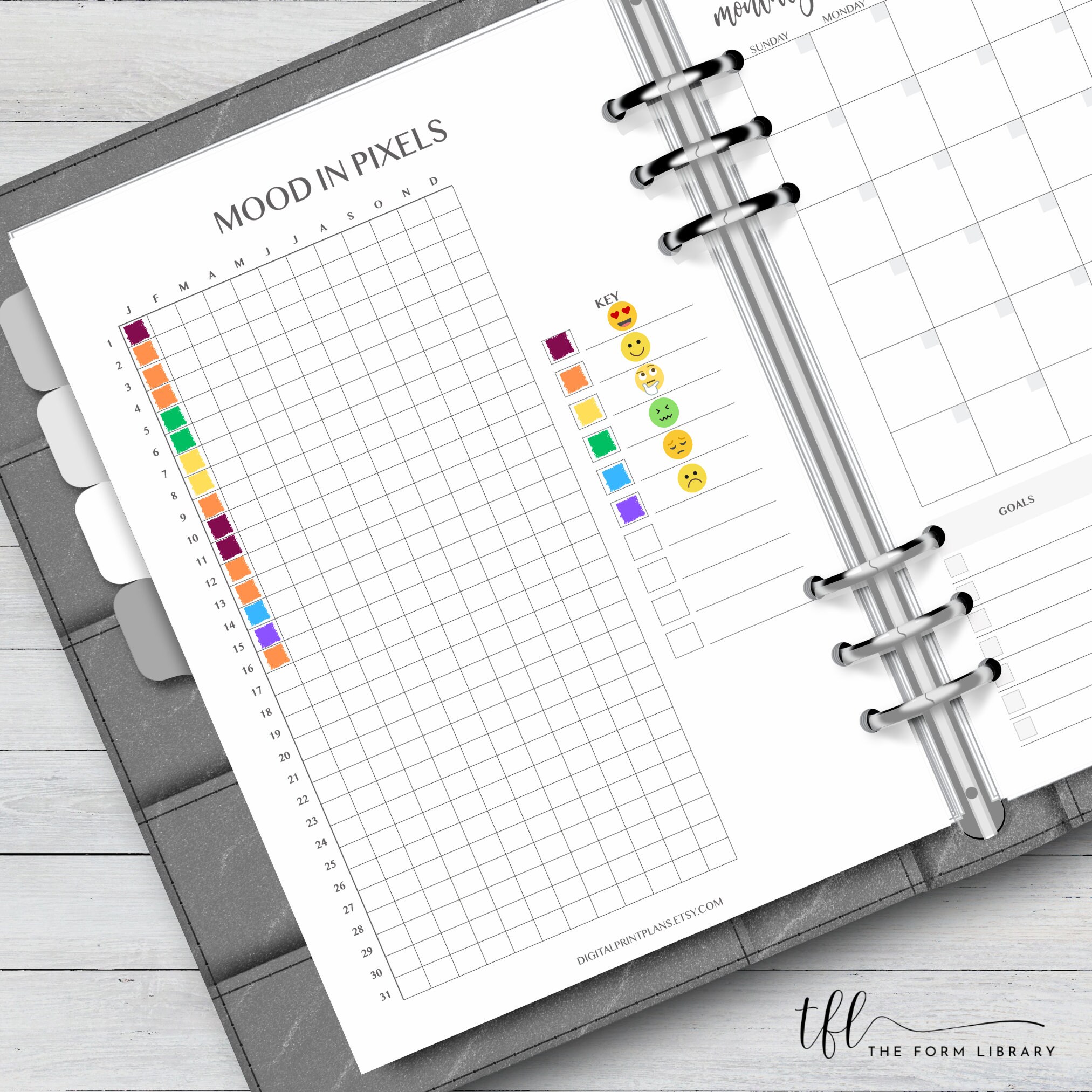 Mood in Pixels Tracker | Year in Pixels Tracker | Annual Mood Tracker ...