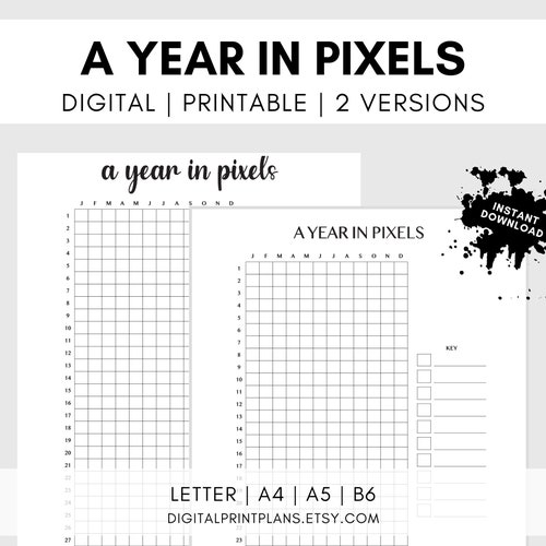 A Year in Pixels Printable Mood Tracker Bullet Journal - Etsy