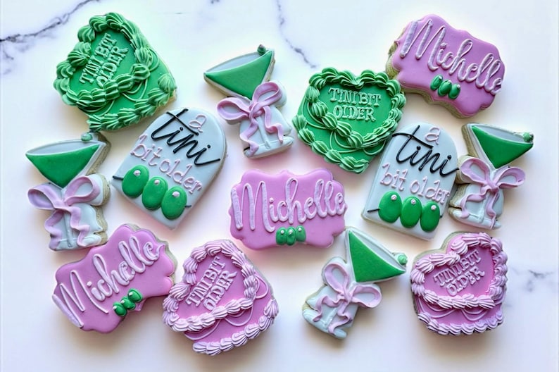 Martini Birthday Sugar Cookies: 21st Birthday, Girls Night Party Favors ...