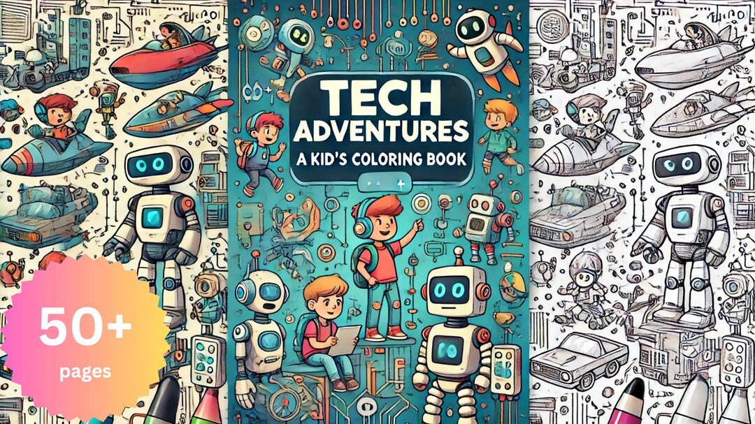 Tech Adventures Coloring Book for Kids - Etsy