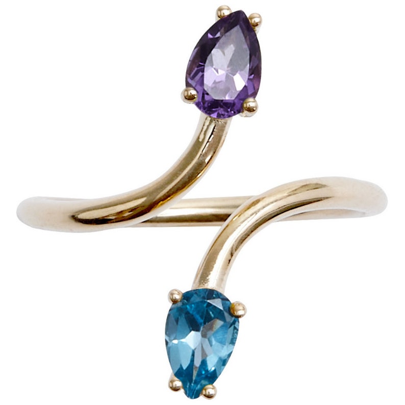 Lady 14K Gold Multi-stone Ring With Real Gemstones citrine - Etsy