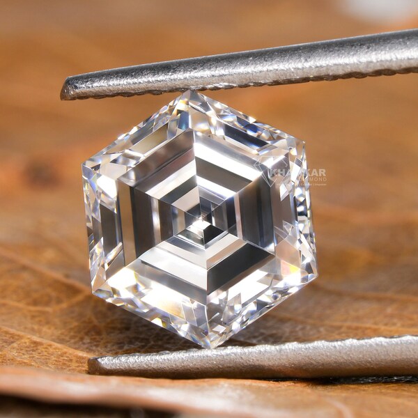 Hexagon Step Cut Diamond - Etsy