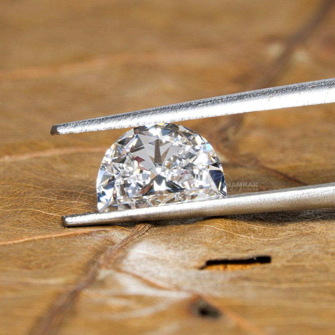 Half Moon Brilliant Cut IGI Certified Loose Diamond 14K White Gold Half ...