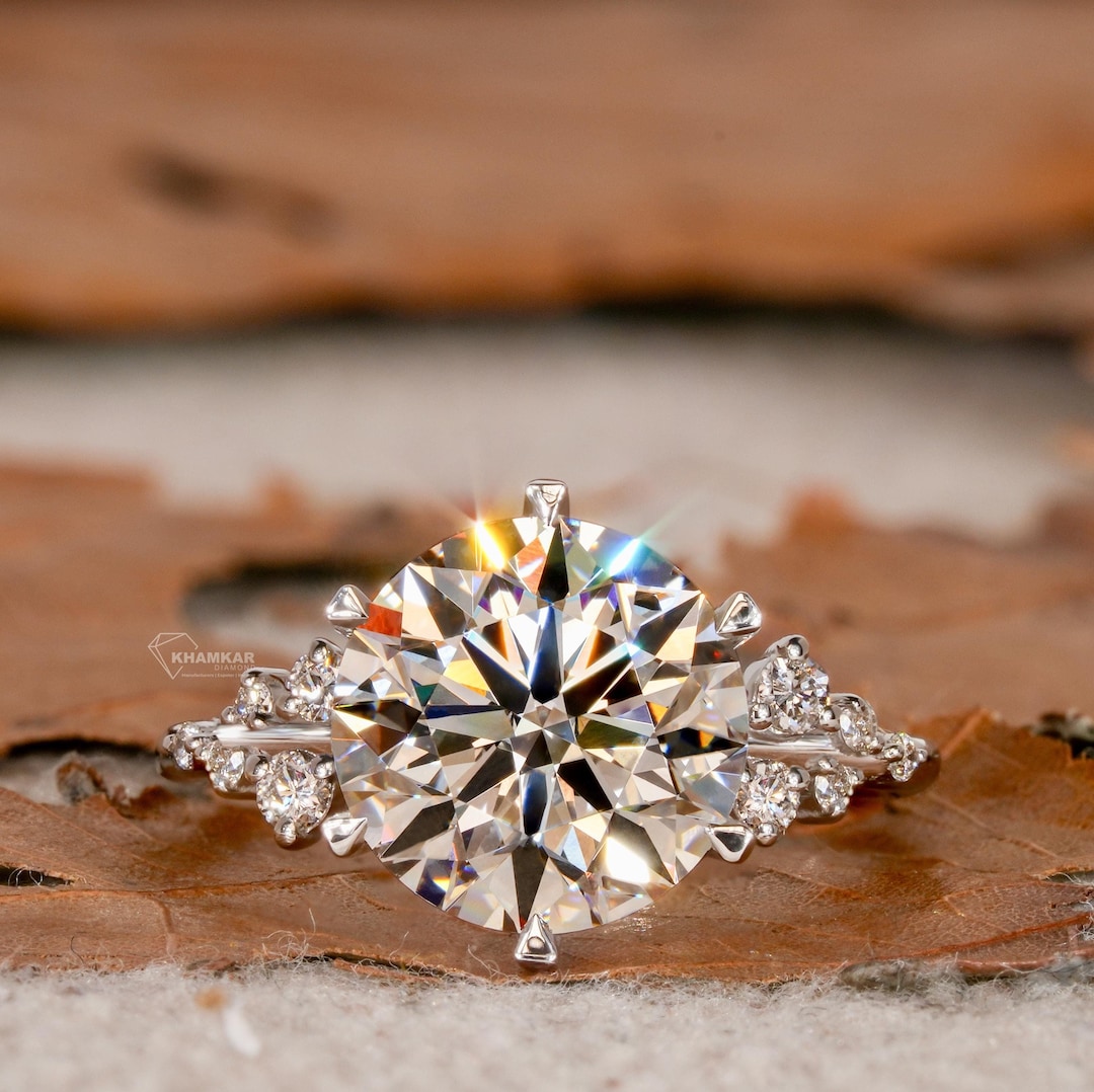 3.50 CT Round Cut Lab Grown Diamond Wedding Ring,snowdrift Engagement ...