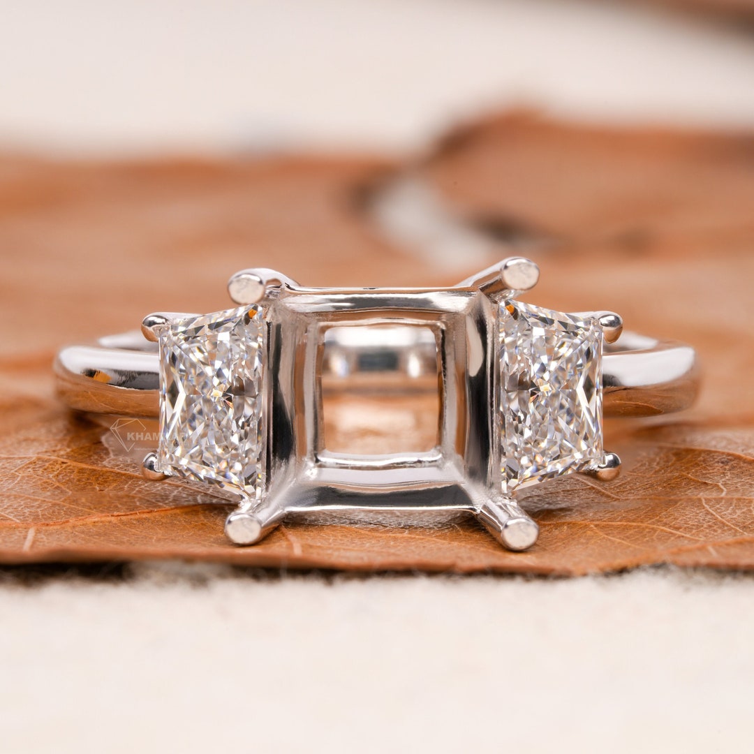 Trapezoid Cut Lab Diamond Accents for Princess Shape Ring,princess ...