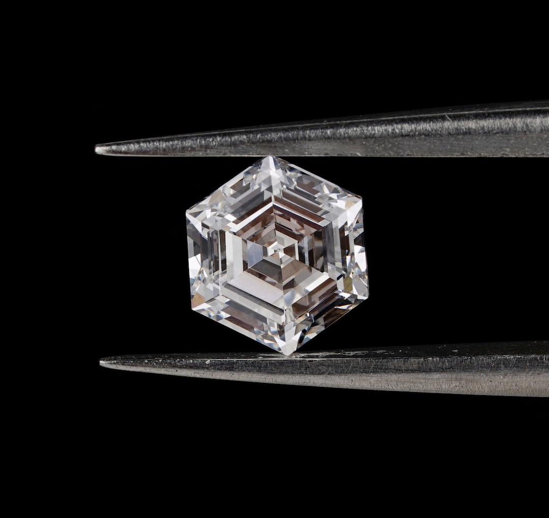 Hexagon Step Cut Lab Grown Diamond CVD Diamond Engagement Ring Fancy ...