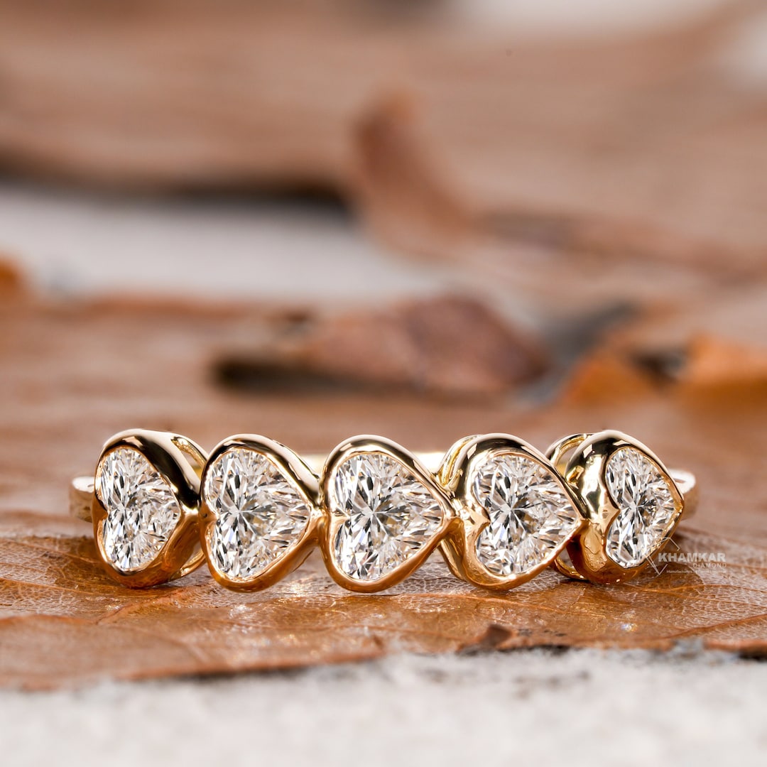 Heart Shaped Lab Grown Diamond Band,1.25tcw Heart Cut Diamond Half ...