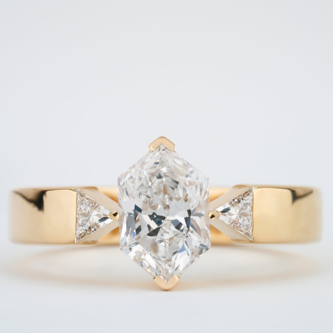 Dutch Marquise Cut Lab Grown Diamond Ring,side Triangle Diamond,three ...