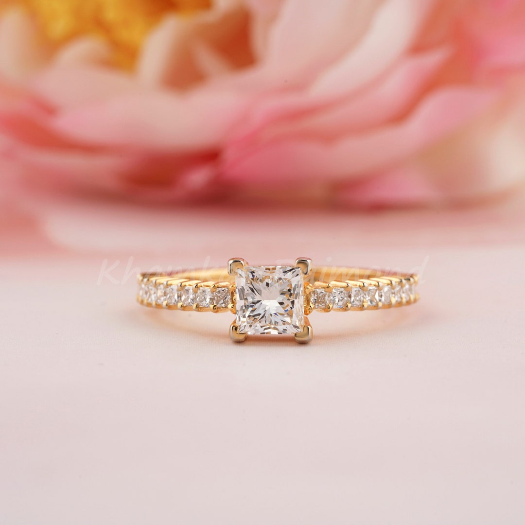 Princess Cut Lab Grown Diamond Engagement Ring,1 Ct Princess Diamond ...