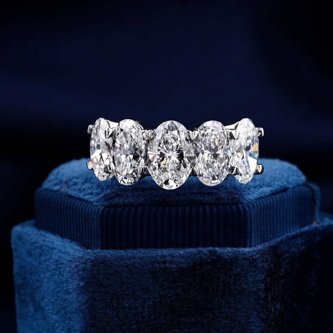 Five Stone Oval Lab Grown Diamond Ring,e/vs1 Lab Created Diamond ...
