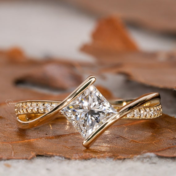 Square Diamond Wedding Double Halo Square Diamond Ring Setting In