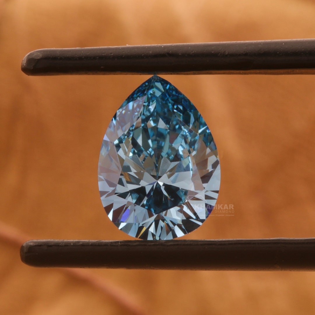 1CT Pear Fancy Vivid Blue Lab Grown Diamond for Pendant Fancy Blue ...