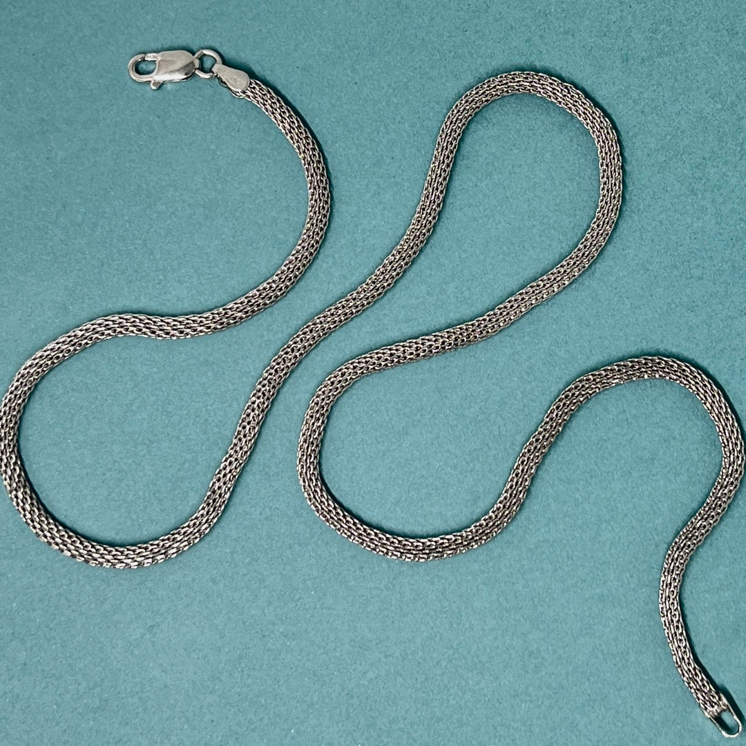 3 Mm Solid Sterling Silver MESH Chain Necklaces-pendant Chain-italian ...