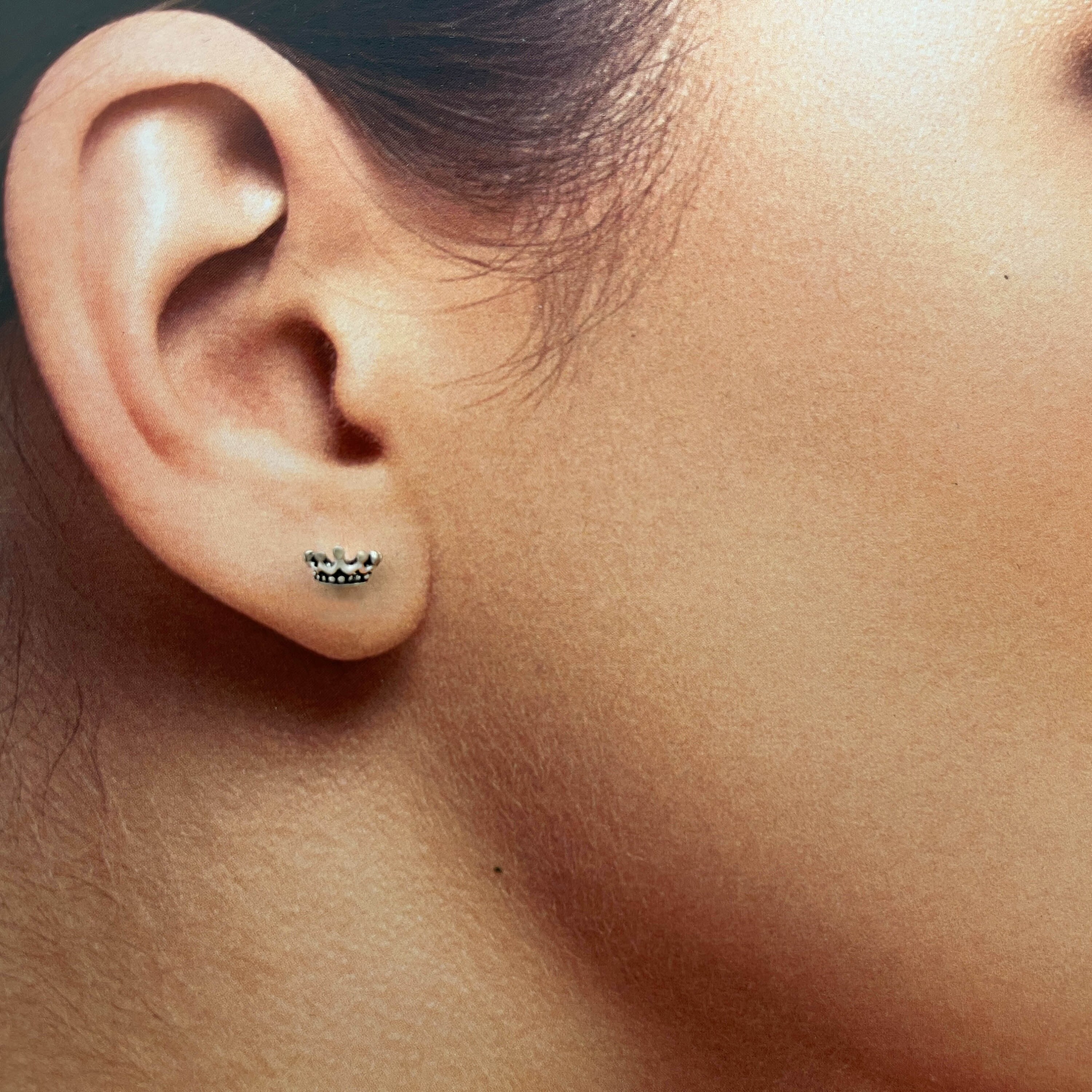 Sterling Silver CROWN Stud Earrings- High Polished Crown Earrings-925 ...