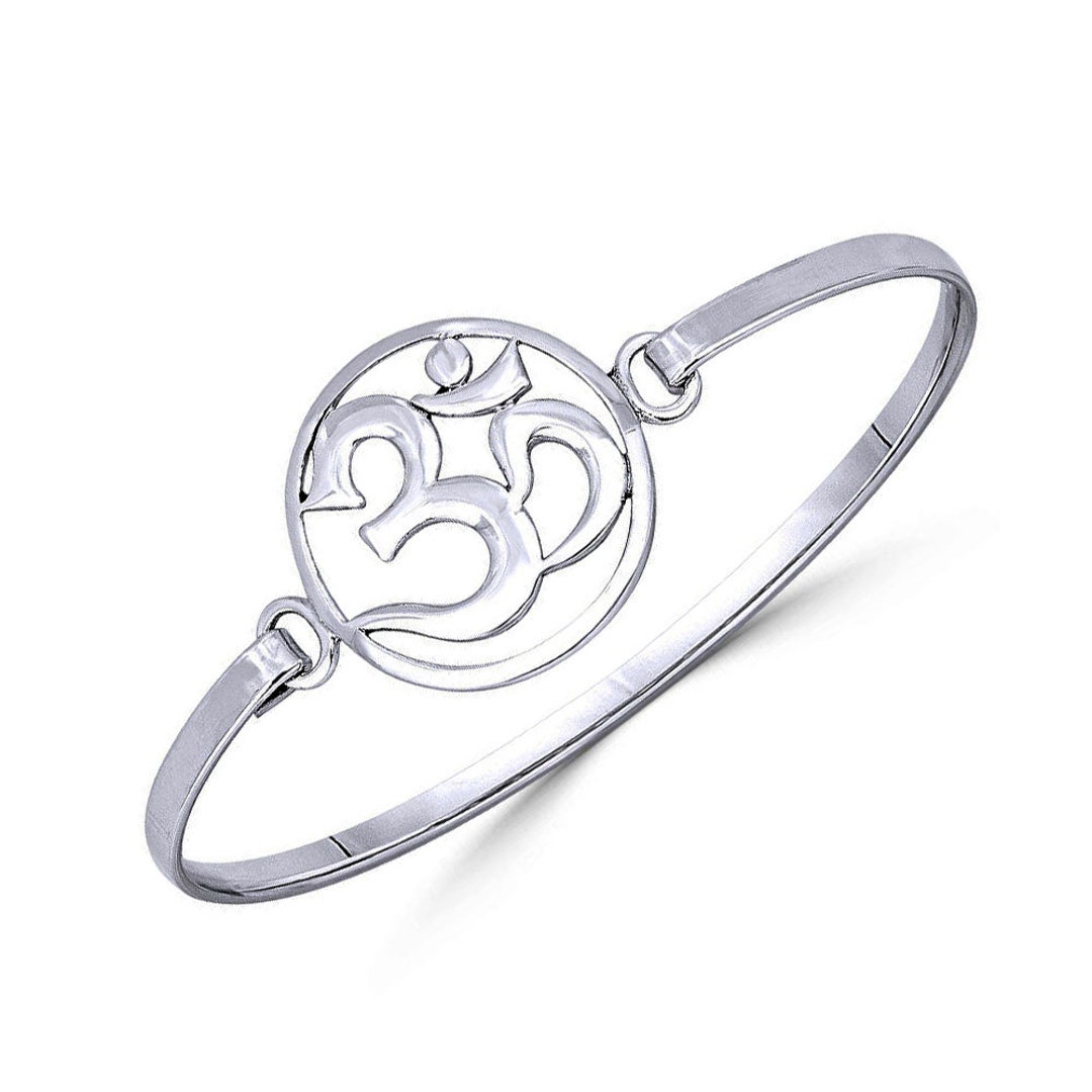 Solid Silver OM Cuff Bangle Bracelet-solid 925 Sterling Silver AUM ...