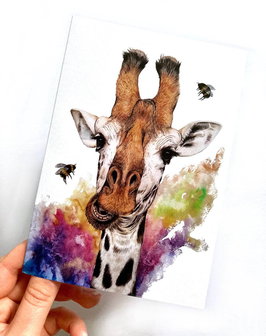 Giraffe Card Greetings Card Animal Card Blank Card - Etsy