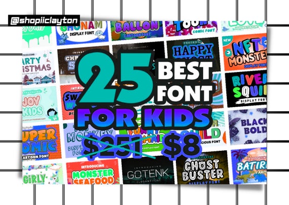 Kids Font Collection Bundle Handwritten Fonts Cursive Font - Etsy