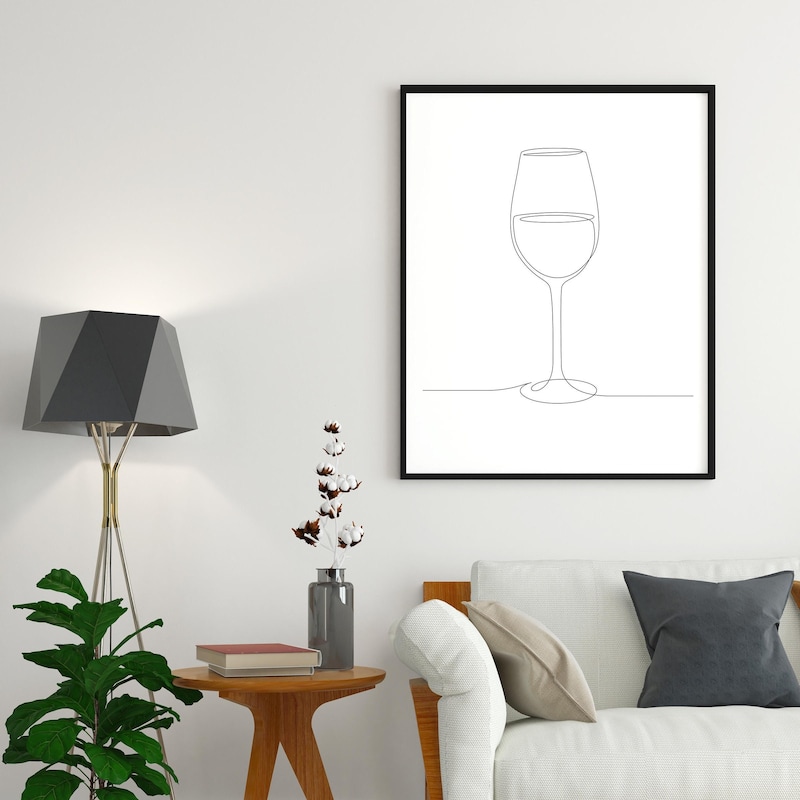 Wine Line Drawing - Etsy