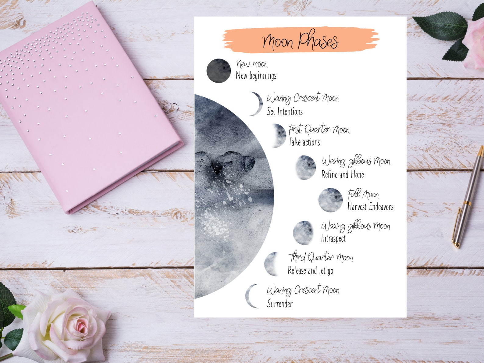Moon Journal, Moon Phase Planner Digital Download, Moon Workbook, Full ...