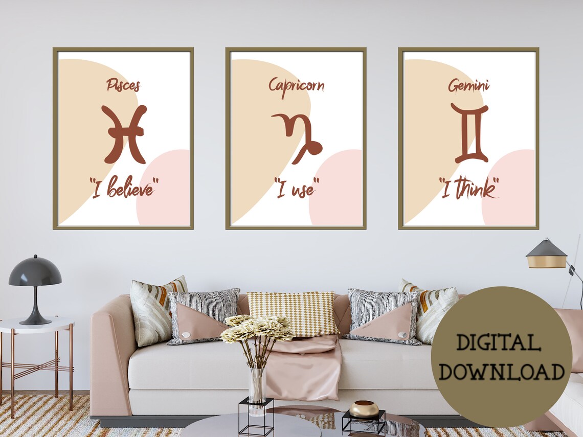 Zodiac Printable Poster 12pc Zodiac Sign Printable Wall Art - Etsy