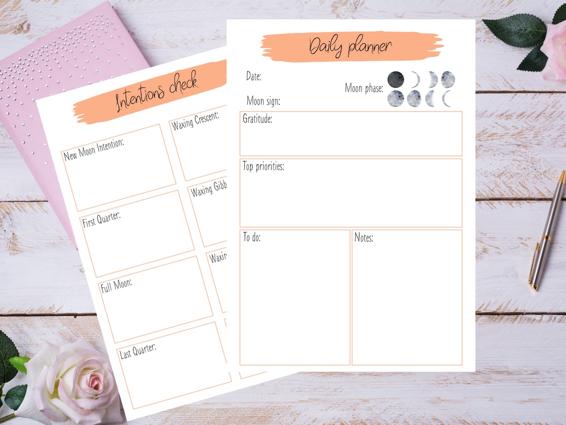 Moon Journal, Moon Phase Planner Digital Download, Moon Workbook, Full ...