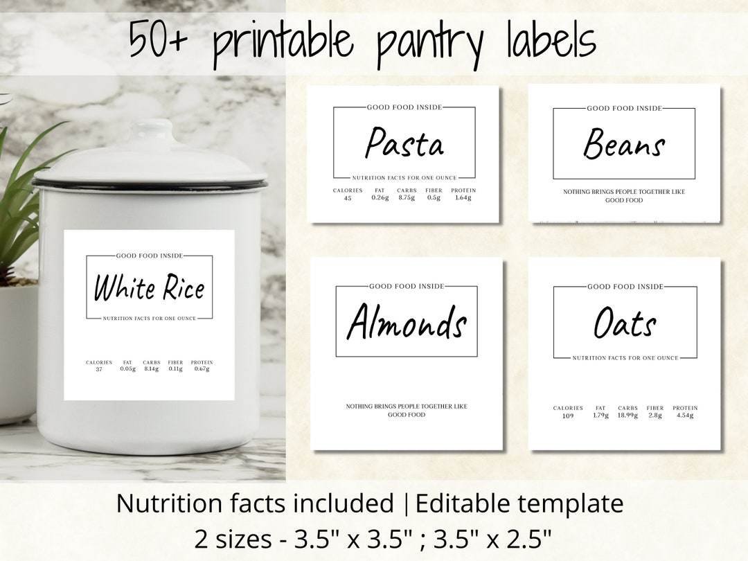 Minimalist Pantry Labels, Printable Kitchen Labels, Pantry Labels ...