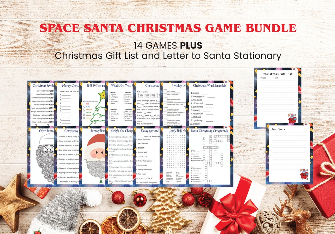 14 Space Santa Christmas Printable Game Bundle PLUS Bonus Christmas ...