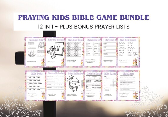 12 Praying Kids Bible Game Bundle Printable Games PLUS Bonus - Etsy