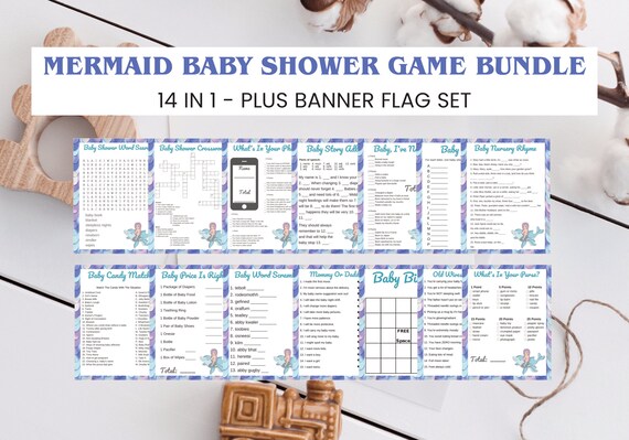 14 Mermaid Baby Shower Game Bundle Printable Games PLUS Baby - Etsy