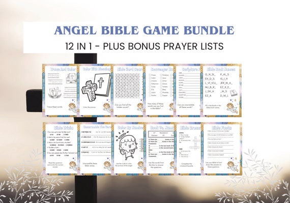 12 Angel Bible Game Bundle Printable Games PLUS Bonus Prayer - Etsy