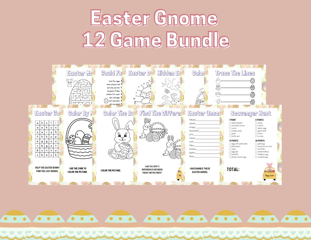 12 Easter Gnome Game Bundle Printable Games – Game Package Instant ...