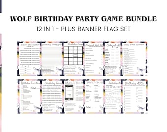 12 Squirrel Birthday Game Bundle Printable Games PLUS Banner Flags ...