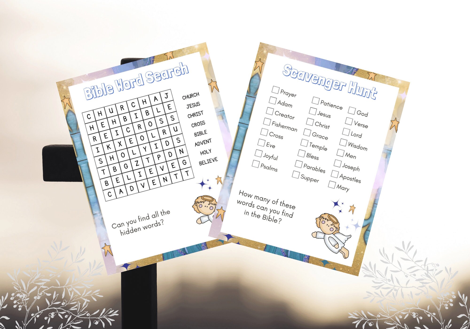 12 Angel Bible Game Bundle Printable Games PLUS Bonus Prayer Lists ...