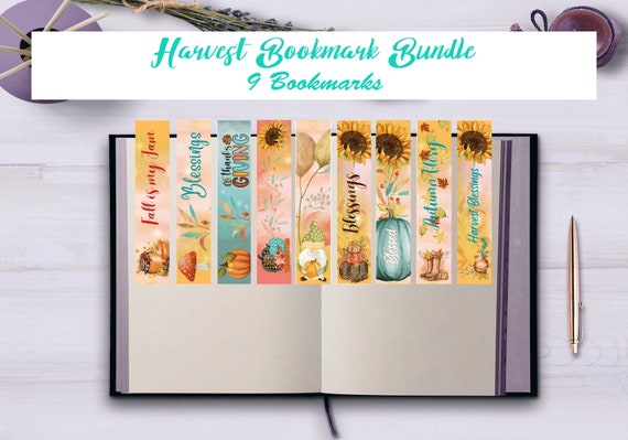 9 Harvest Bookmarks Printable Bundle Instant Download - Etsy