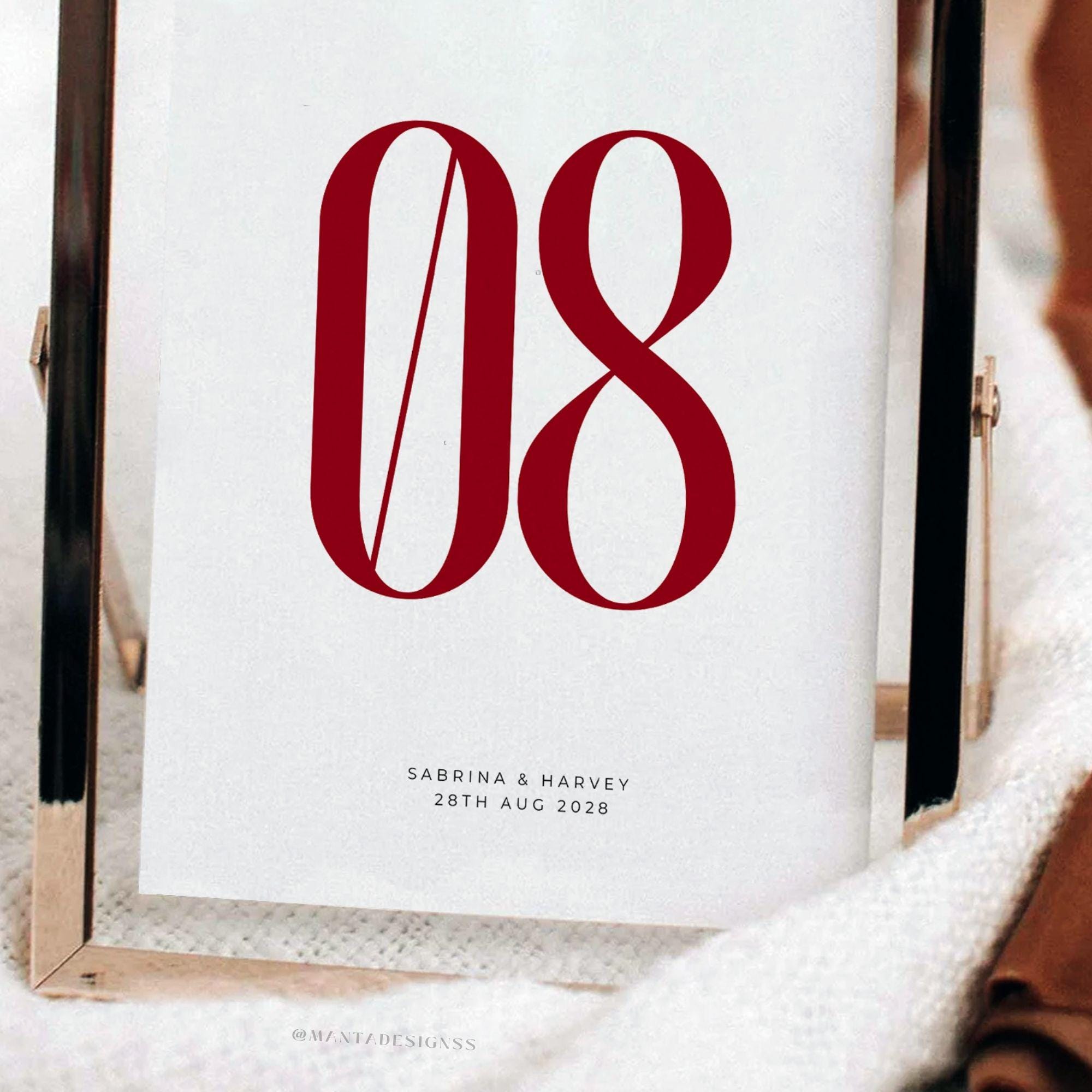 Romantic Red Reception Table Numbers Elegant Table Numbers Modern ...