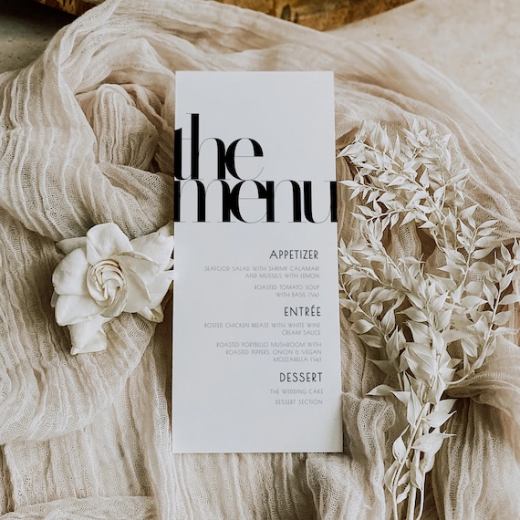 Contemporary Wedding Menu Template Modern Wedding Menu - Etsy