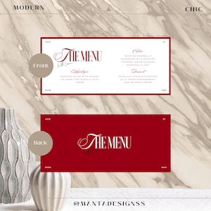 Canva Red Horizontal Wedding Menu Elegant Red Wedding Menu Template ...
