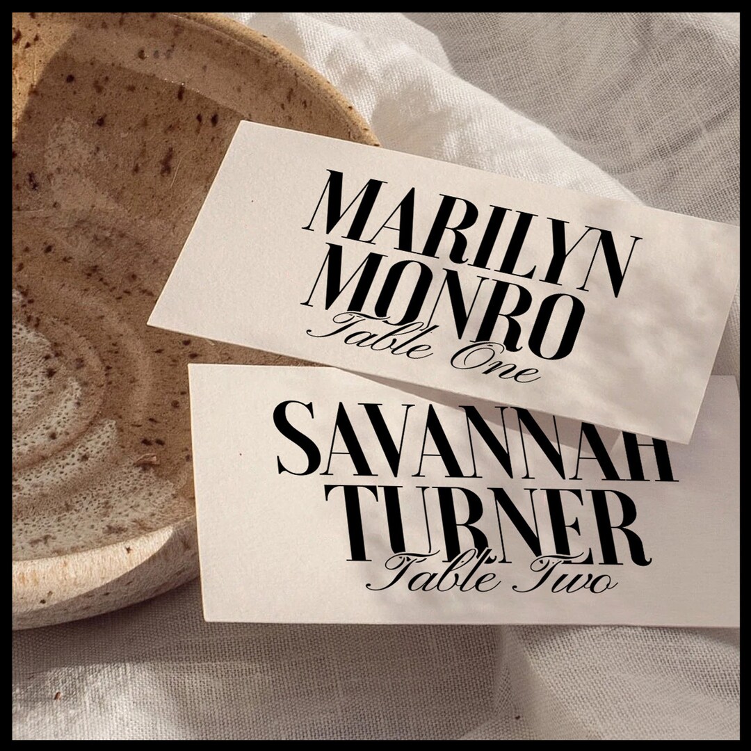 Modern Wedding Place Cards With Guest Names Place Card Template Custom ...