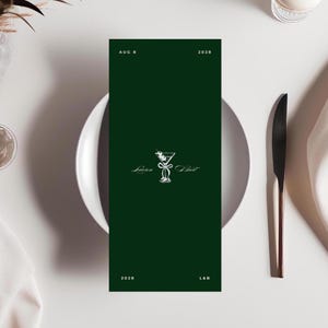 Deep Green Wedding Menu Template: Modern Chic Design (digital Download ...