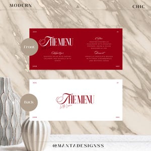Canva Modern Red Wedding Menu Cards Horizontal Red Rose Menu Digital ...