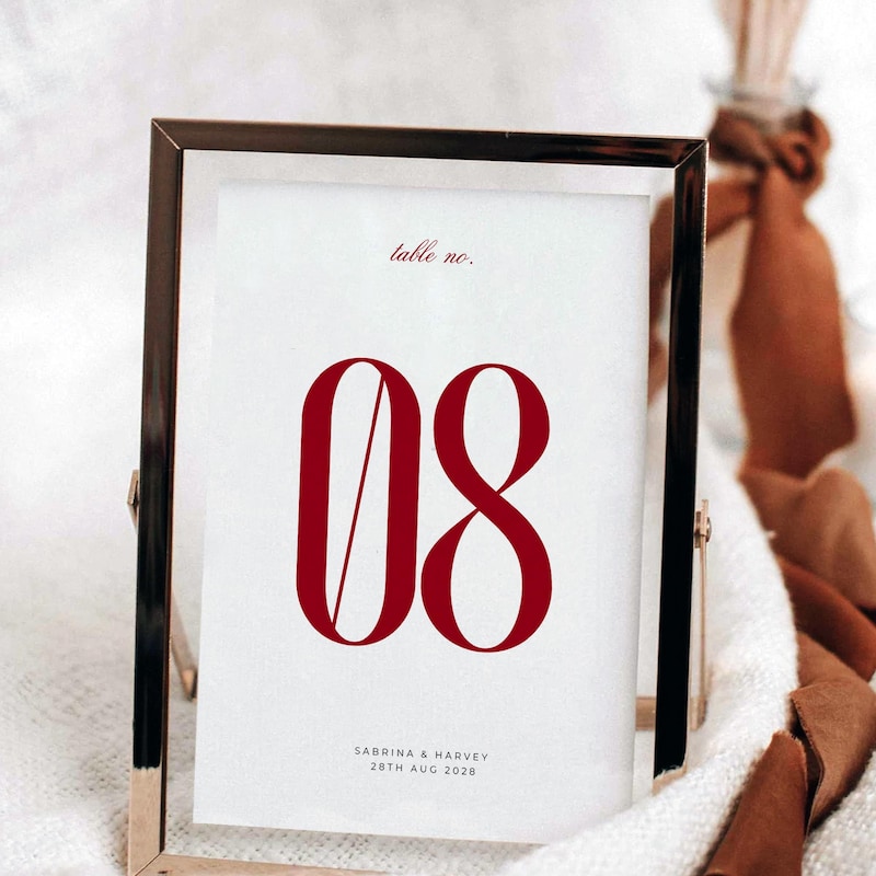Table Numbers Wedding Template Red - Etsy UK