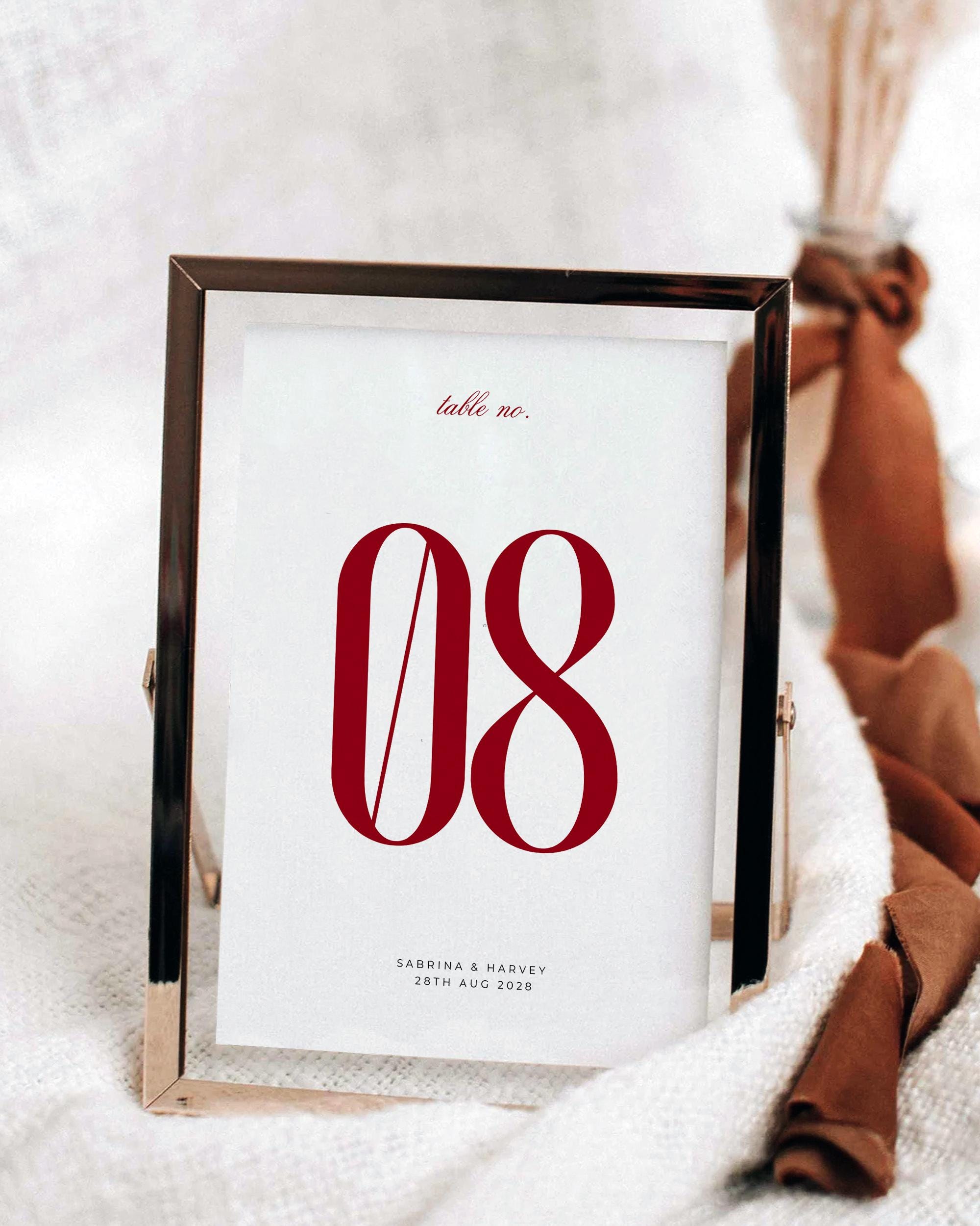 Romantic Red Wedding Table Numbers: Elegant Reception Decor (digital ...