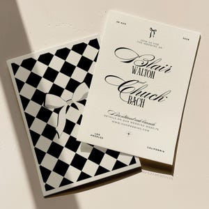 Canva Hand Drawn Bow Wedding Invitation Suite, Modern Bow Pattern ...